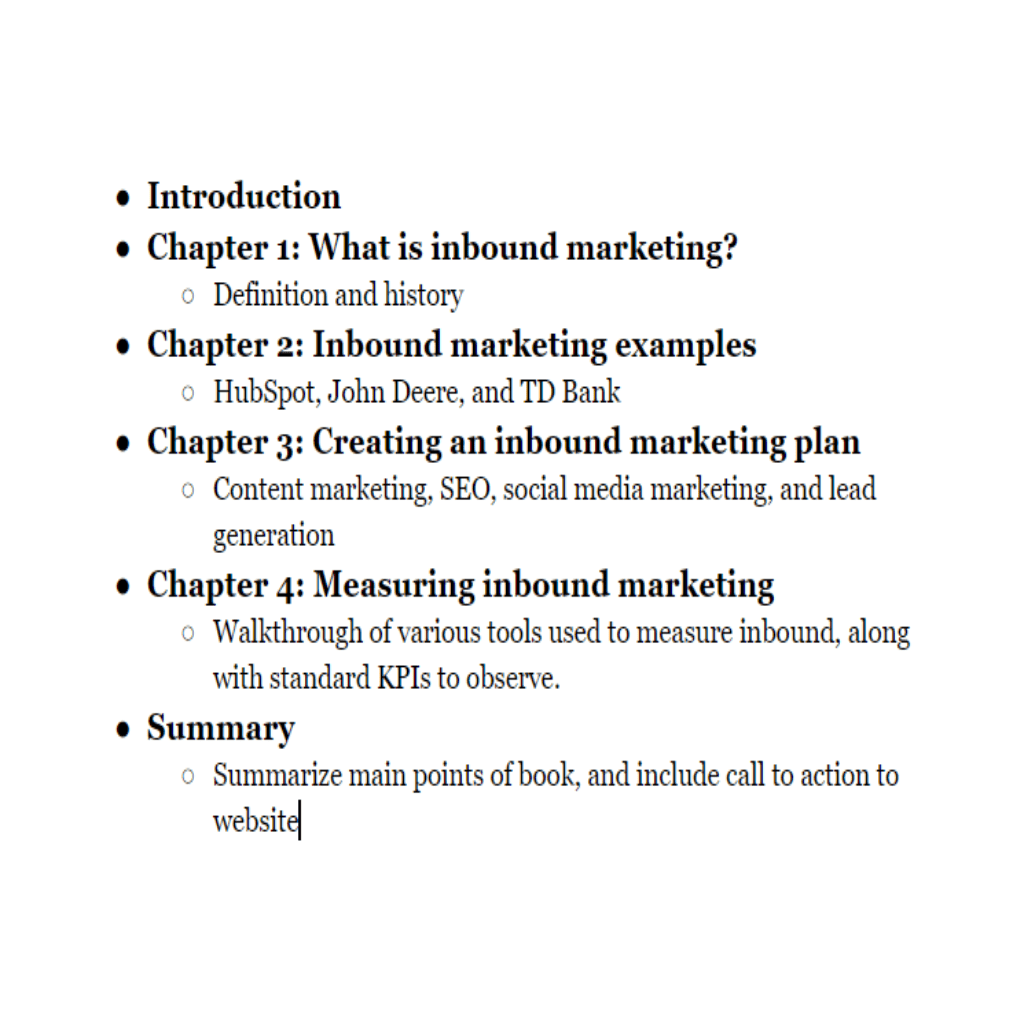 Book Outline Example Carmine Mastropierro