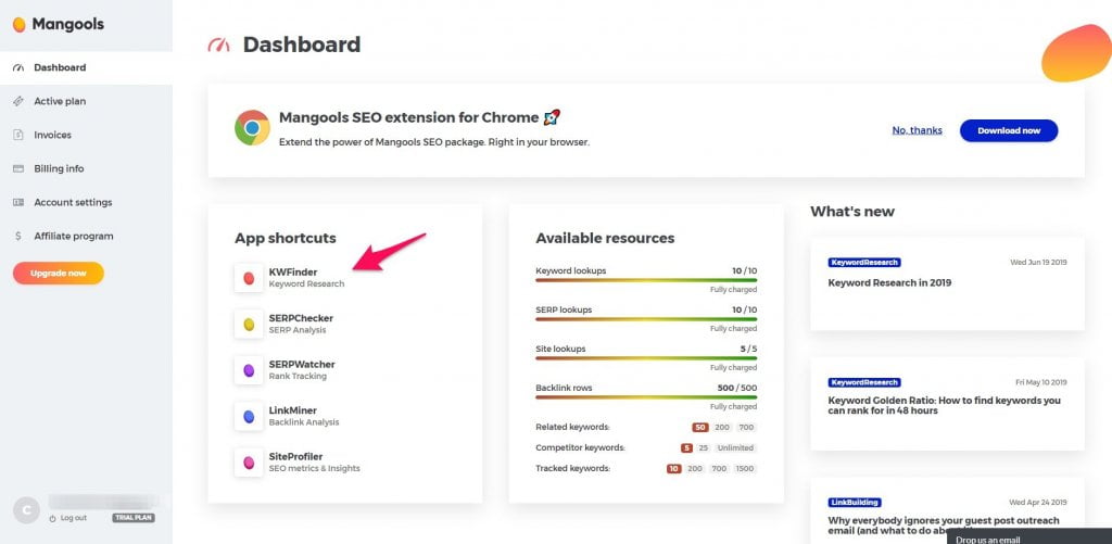 Mangools dashboard - Carmine Mastropierro