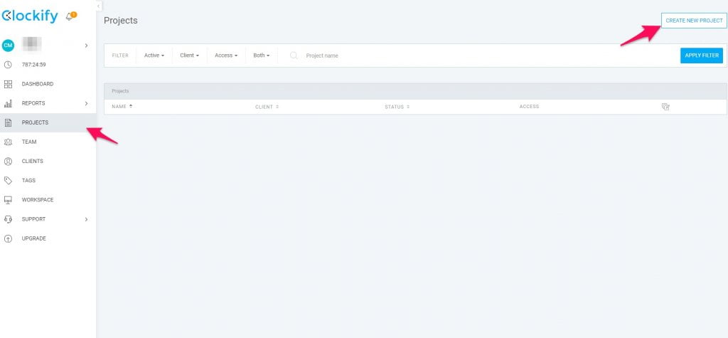 Creating a new Clockify project - Carmine Mastropierro