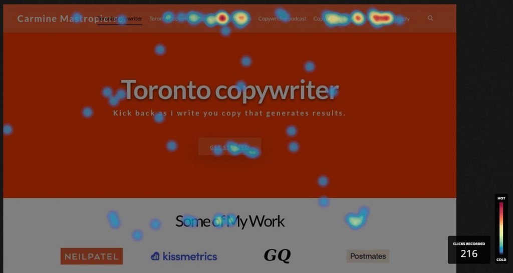 HotJar heatmap example - Carmine Mastropierro