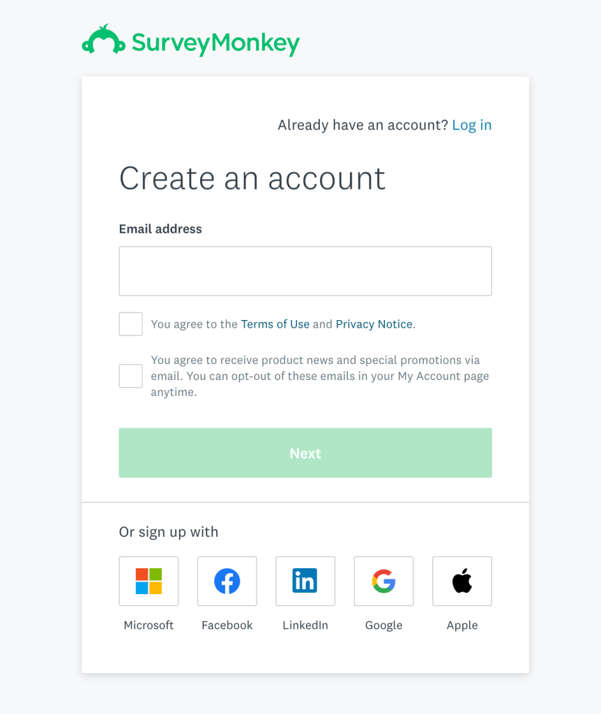 SurveyMonkey account creation - Carmine Mastropierro