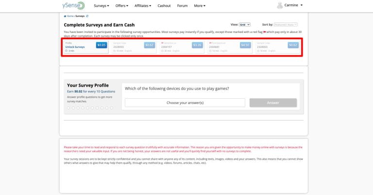 ySense survey dashboard 1 - Carmine Mastropierro