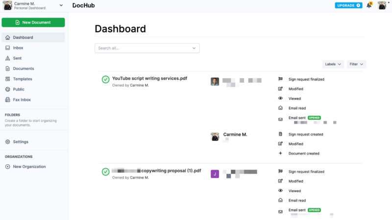 Dochub dashboard - Carmine Mastropierro